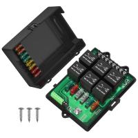 China With  Blade Fuses 6 Way Relays And  ATC/ATO Universal 12V Waterproof Fuse  Relay Box PCB Panel Fuse Relay Block  Lighted for sale