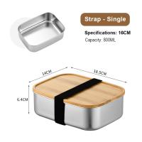 China Freezer Safe 304 Stainless Steel Bento Box Bamboo Lid 800ml Lunch Box for sale