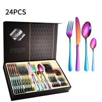 China Customized Metal Cutlery Set Luxury Elegant 24 Piece Flatware Set for sale