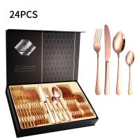 China Customized Metal Cutlery Set Luxury Elegant 24 Piece Flatware Set for sale