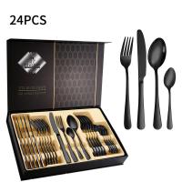 China Customized Metal Cutlery Set Luxury Elegant 24 Piece Flatware Set for sale