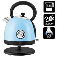 China ROHS Stainless Steel Electric Kettle 1.8L Retro Thermometer Kettle for sale