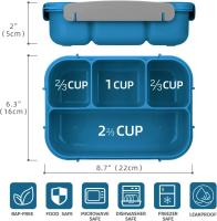 China 1300ml Plastic Bento Lunch Box Blue Food Grade Kids Bento Box for sale