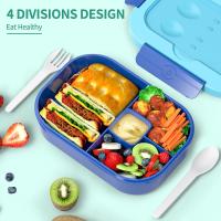 China Plastic 4 Compartment Lunch Containers 1300ML Food Safe With Cutlery for sale