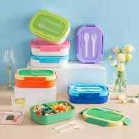 China Plastic 4 Compartment Lunch Containers 1300ML Food Safe With Cutlery for sale