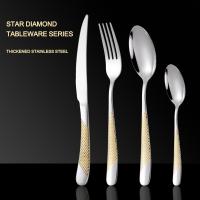 China Star Diamond Stainless Steel Flatware Sets Luxurious Embossed Pattern for sale