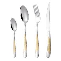 China Star Diamond Stainless Steel Flatware Sets Luxurious Embossed Pattern for sale
