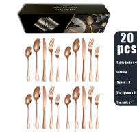 China 30 Pieces Gold Silverware Set Glossy Gold Metal Forks For Family Gatherings for sale