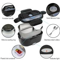 China Customize Electric Lunch Boxes All Black Portable Heating Lunch Box for sale