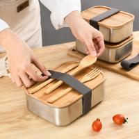 China Stainless Steel Bento Lunch Box Bamboo Lid 1200 Ml Lunch Box for sale