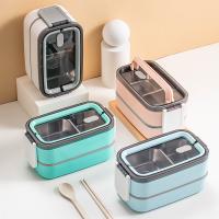 China Double Layer Stainless Steel Stackable Lunch Box Leak Proof For Portion Control for sale