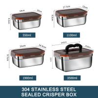 China OEM Metal Food Storage Containers 3500ml Stainless Steel Sealed Containers for sale
