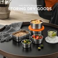 China 350ml Metal Food Storage Containers Stackable With Leak Proof Silicone Lids for sale
