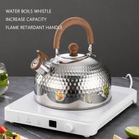 China 4L Stainless Steel Water Kettle Whistling Stovetop Tea Kettle With Wood Grain for sale
