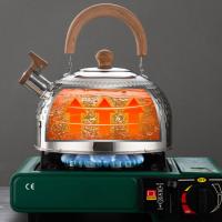 China 4L Stainless Steel Water Kettle Whistling Stovetop Tea Kettle With Wood Grain for sale