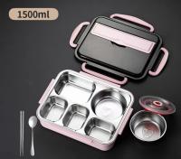 China Large Capacity Metal Bento Lunch Box Black for sale