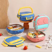 China Stainless Steel Metal Bento Lunch Box Blue Kids Bento Box With Spoon for sale