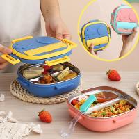 China Stainless Steel Metal Bento Lunch Box Blue Kids Bento Box With Spoon for sale