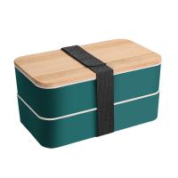 China Wheat Straw Plastic Bento Lunch Box Double Layers Bento Plastic Container for sale
