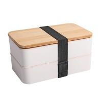 China Wheat Straw Plastic Bento Lunch Box Double Layers Bento Plastic Container for sale