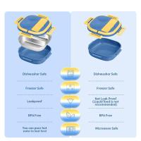 China Stainless Steel Metal Bento Lunch Box Blue Kids Bento Box With Spoon for sale