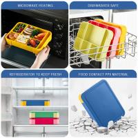 China Food-Safe Plastic Bento Lunch Box With 5 Compartments And Cutlery For Kids And Adults for sale