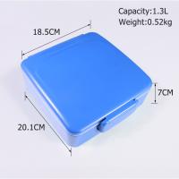 China Flip Top Handle Seal Plastic Bento Lunch Box Portable Leak-Proof Blue for sale