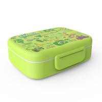 China Plastic Customized Pattern Plastic Bento Lunch Box Multi-partition Leak-proof Sealed Crisper Box for sale