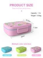 China Plastic Customized Pattern Plastic Bento Lunch Box Multi-partition Leak-proof Sealed Crisper Box for sale
