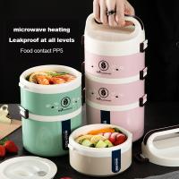 China 3-layer Plastic Bento Lunch Box Microwaveable And Insulated Round Lunch Box for sale