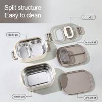 China Food-Grade PP Plastic And Stainless Steel Bento Box Stackable Leak-Proof Double Layer for sale