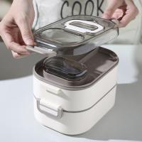 China Food-Grade PP Plastic And Stainless Steel Bento Box Stackable Leak-Proof Double Layer for sale