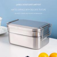 China 304 Stainless Steel Metal Bento Lunch Box With Double Layer And Two Capacity Options for sale