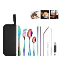 China Portable Travel Stainless Steel Cutlery Set, Reusable With A Case For Fixing Tableware 11  Pieces for sale