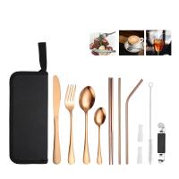 China Portable Travel Stainless Steel Cutlery Set, Reusable With A Case For Fixing Tableware 11  Pieces for sale