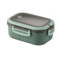 China Plastic Bento Lunch Box Double-layer Lunch Box Microwave Safe 1200ml Green for sale