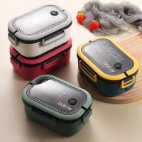 China Plastic Bento Lunch Box Double-layer Lunch Box Microwave Safe 1200ml Green for sale