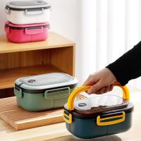 China Plastic Bento Lunch Box Double-layer Lunch Box Microwave Safe 1200ml Green for sale