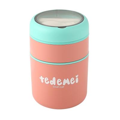 China Metal Bento Lunch Box 316 Stainless Steel 710ml Double - Layer Soup Thermos for sale