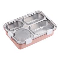 China Metal Bento Lunch Box 4 Compartment 304 Stainless Steel Sealed Insulation 1130ml  Blue for sale