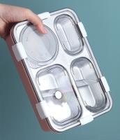 China Metal Bento Lunch Box 4 Compartment 304 Stainless Steel Sealed Insulation 1130ml  Blue for sale