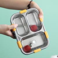 China Metal Bento Lunch Box 3 Compartment 304 Stainless Steel Sealed Insulation Blue for sale