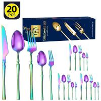 China Stainless Steel Cutlery Set 20 Piece Small Waist Hammer Pattern Stainless Steel Western Cutlery Gift Box for sale