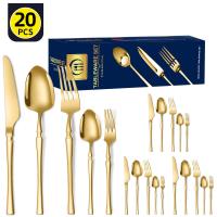 China Stainless Steel Cutlery Set 20 Piece Small Waist Hammer Pattern Stainless Steel Western Cutlery Gift Box for sale