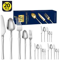 China Stainless Steel Cutlery Set 20 Piece Small Waist Hammer Pattern Stainless Steel Western Cutlery Gift Box for sale