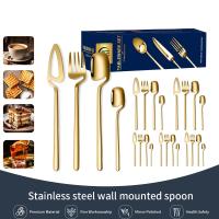 China Stainless Steel Cutlery Set 24 Piece Wall-mounted Tableware Set Western Restaurant Hotel Set Gift Box for sale