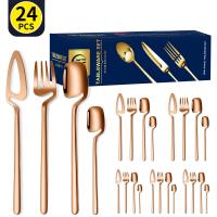 China Stainless Steel Cutlery Set 24 Piece Wall-mounted Tableware Set Western Restaurant Hotel Set Gift Box for sale