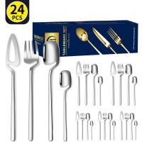 China Stainless Steel Cutlery Set 24 Piece Wall-mounted Tableware Set Western Restaurant Hotel Set Gift Box for sale