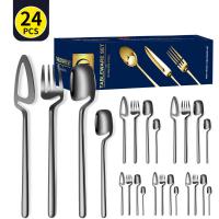 China Stainless Steel Cutlery Set 24 Piece Wall-mounted Tableware Set Western Restaurant Hotel Set Gift Box for sale