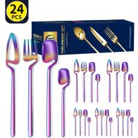 China Stainless Steel Cutlery Set 24 Piece Wall-mounted Tableware Set Western Restaurant Hotel Set Gift Box for sale